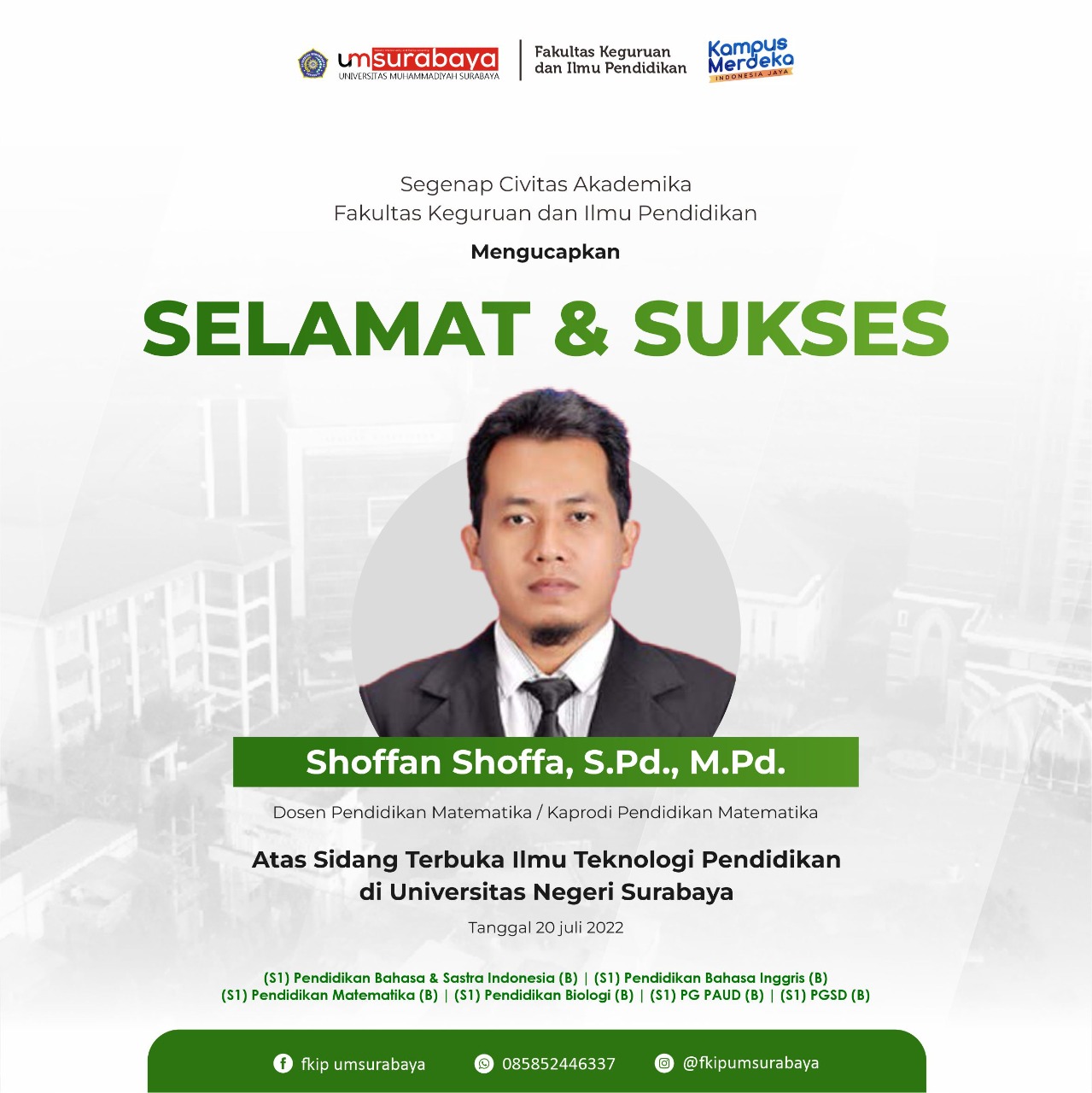 Selamat & Sukses Shoffan Shoffa Atas Sidang Terbuka Ilmu Teknologi ...